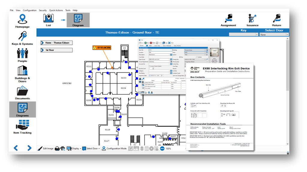 Manage key systems, floor plans, door hardware, master keying, item ...